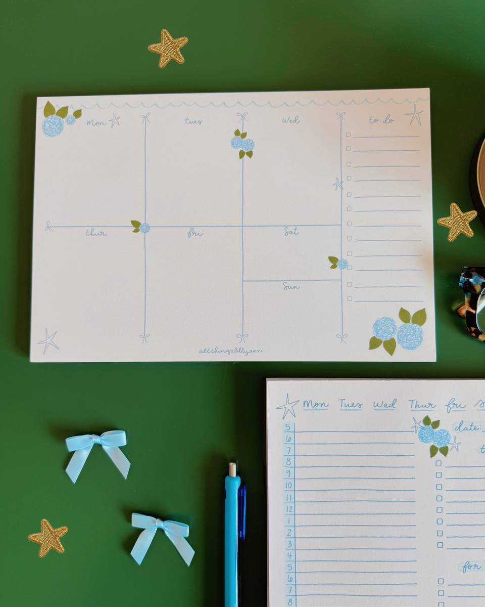 HYDRANGEA GIRLY WEEKLY NOTEPAD – All Things Lilly Ann