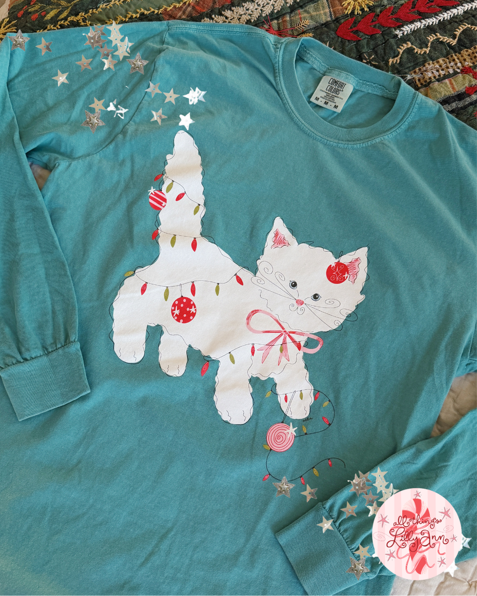 CHRISTMAS KITTY LONG SLEEVE TEE – All Things Lilly Ann