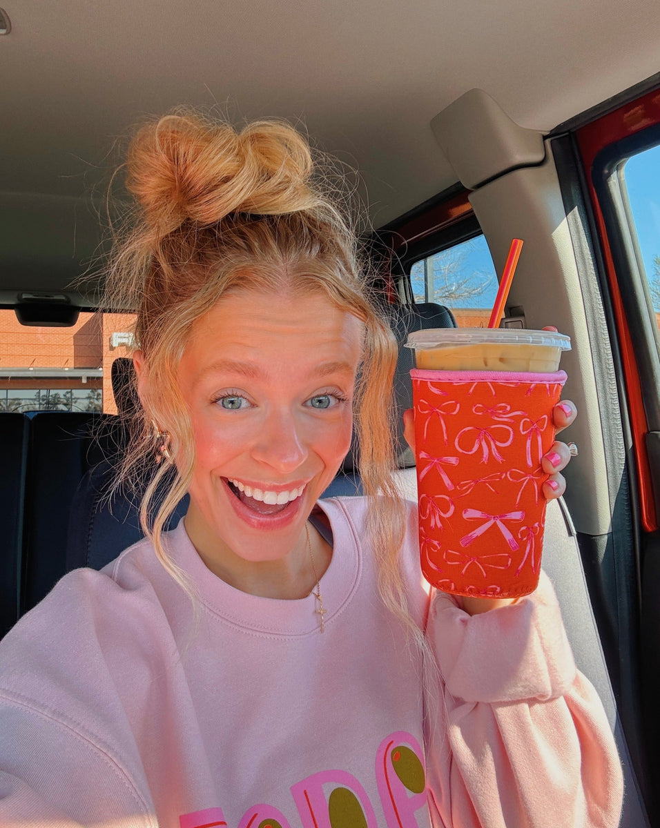 ORANGE BOWS ON BOWS ICED COFFEE COOZIE – All Things Lilly Ann